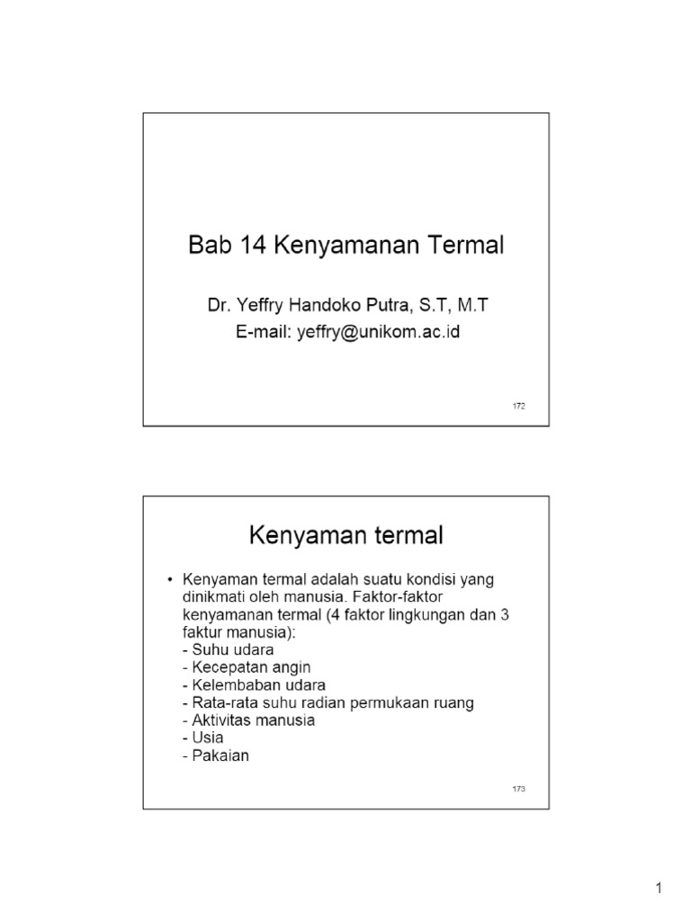 Bab 14 Kenyamanan Termal. Kenyaman Termal | PDF