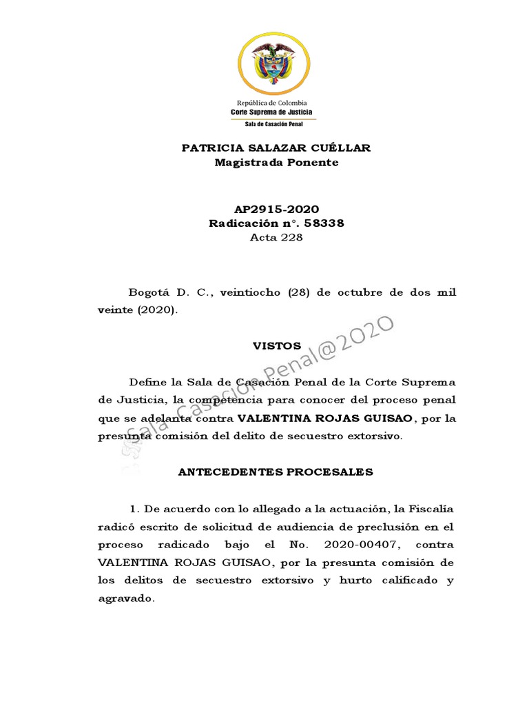 AP2915-2020 (58338) Sentencia de Secuestro Extrosivo | PDF | Secuestro ...