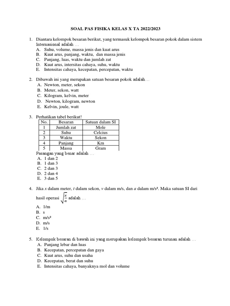 Soal Pas SMT Ganjil Fisika Ta 2022-2023 | PDF | Metode & Bahan Ajar