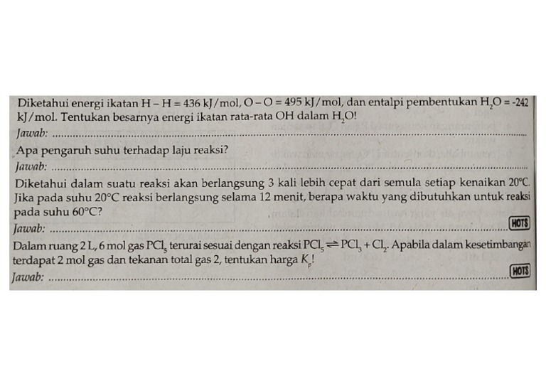 Soal Essay Kimia Jawaban | PDF