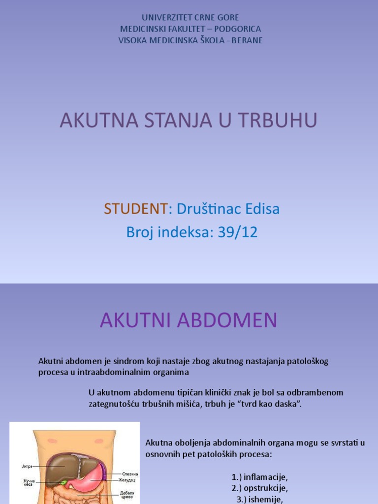 Akutna Stanja U Trbuhu | PDF