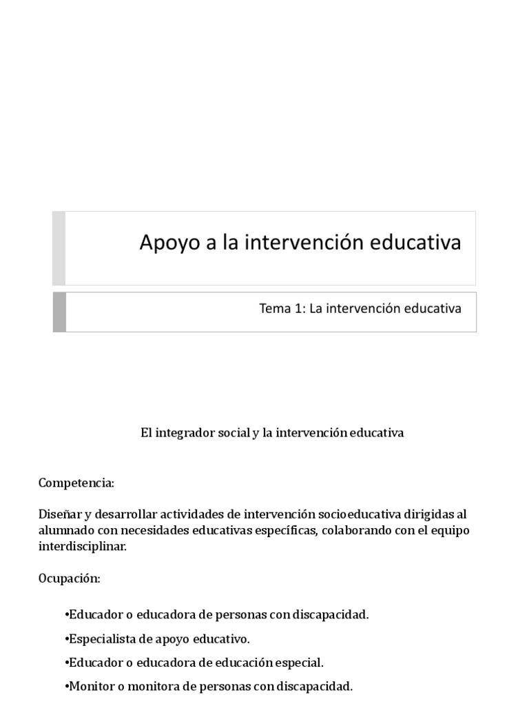 Tema 1 Apoyo A La Intervencion Educativa | PDF | Plan de estudios | Educación primaria