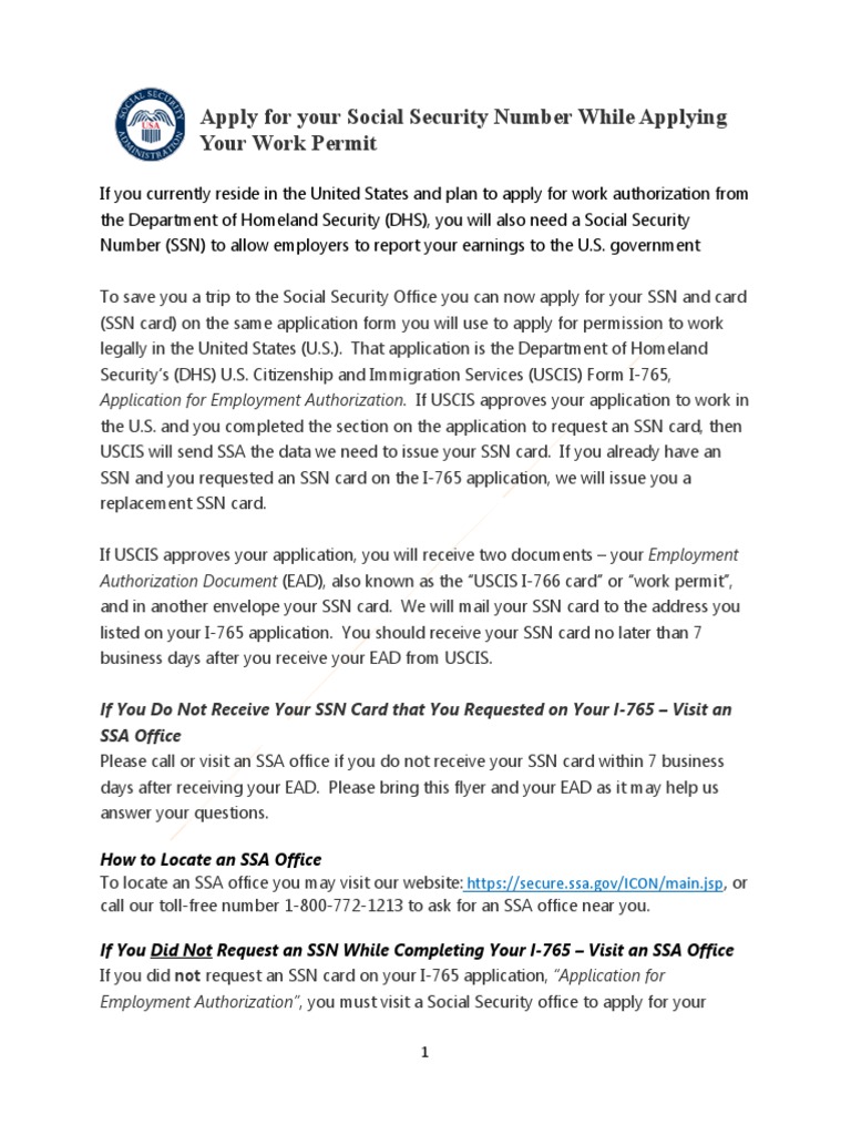 EBE Flyer Apply For Your Social Security Number While Applying For Your | PDF | Social Security ...