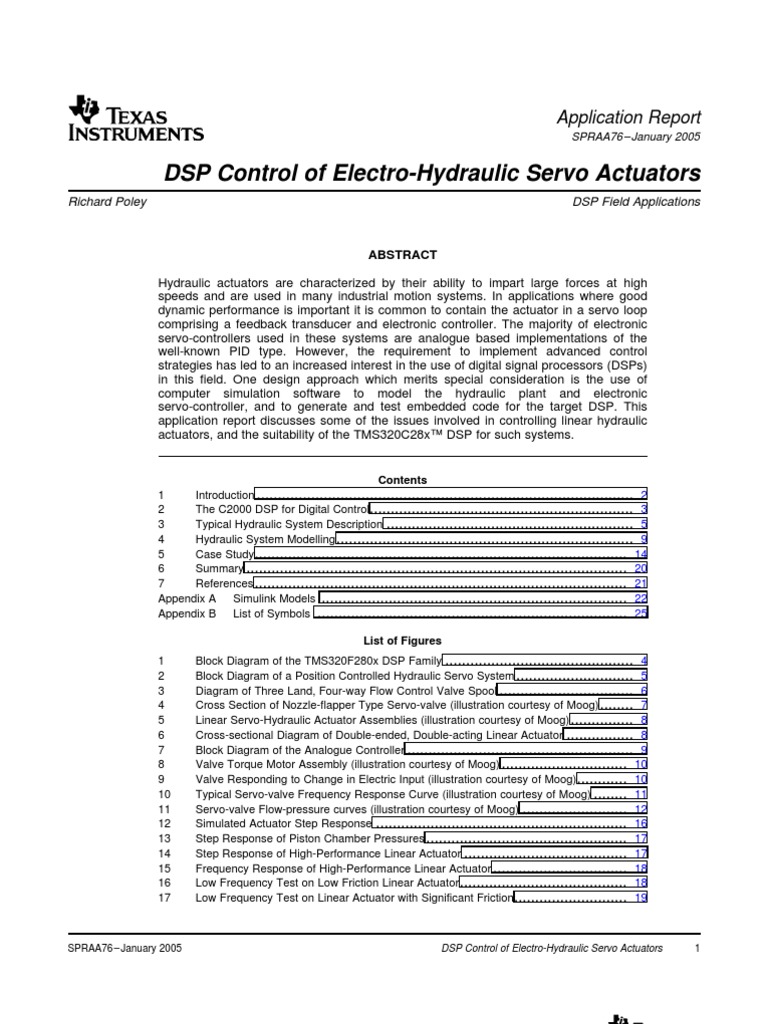 DSP Control of Electro-Hydraulic Servo Actuators | PDF | Actuator ...