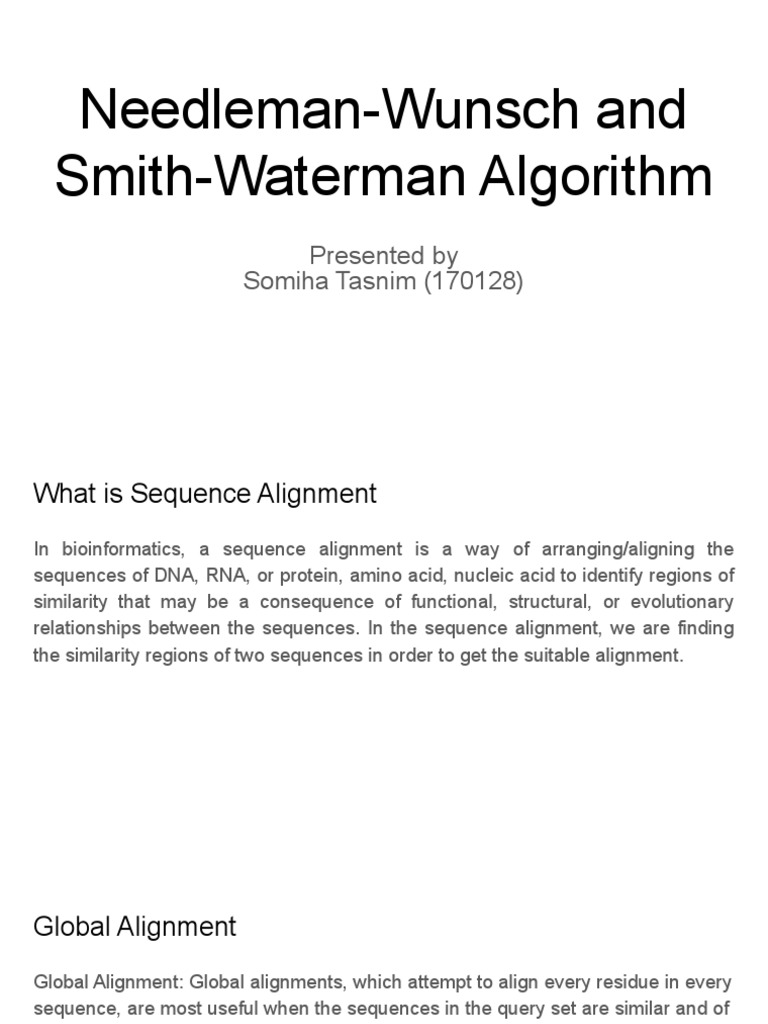 An In Depth Explanation Of The Needleman Wunsch And Smith Waterman Algorithms For Sequence