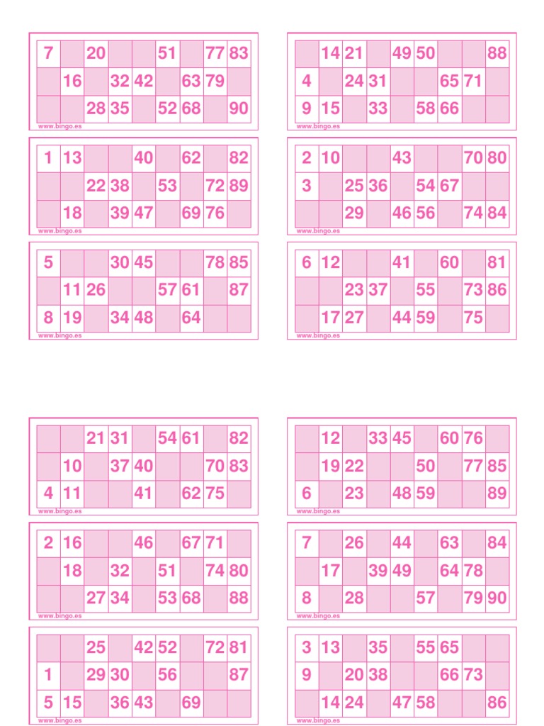 Cartones de Bingo | PDF