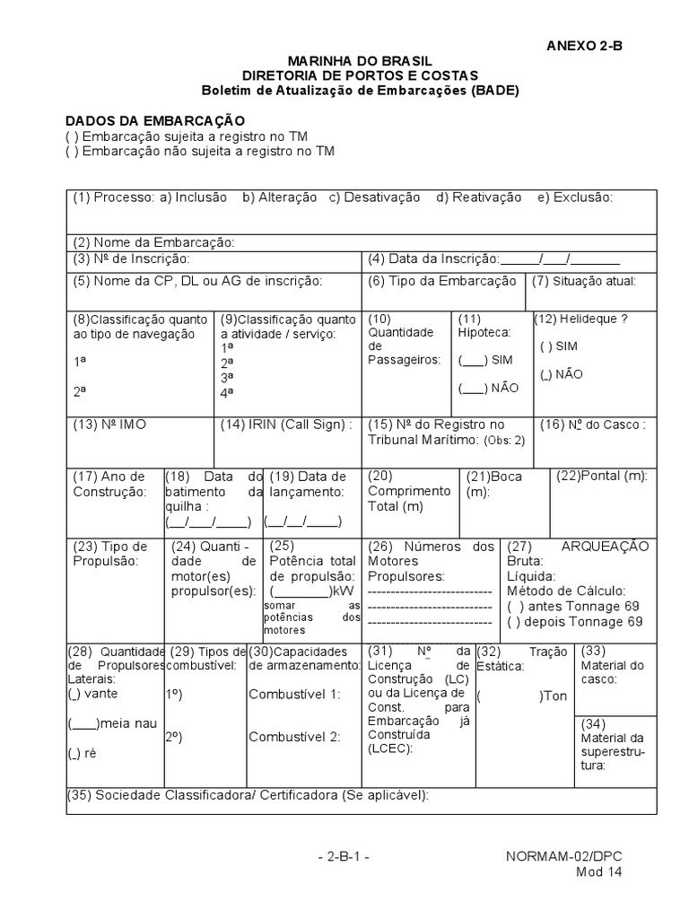 Anexo 2 B NORMAM 02 | PDF | Navios | Remessa