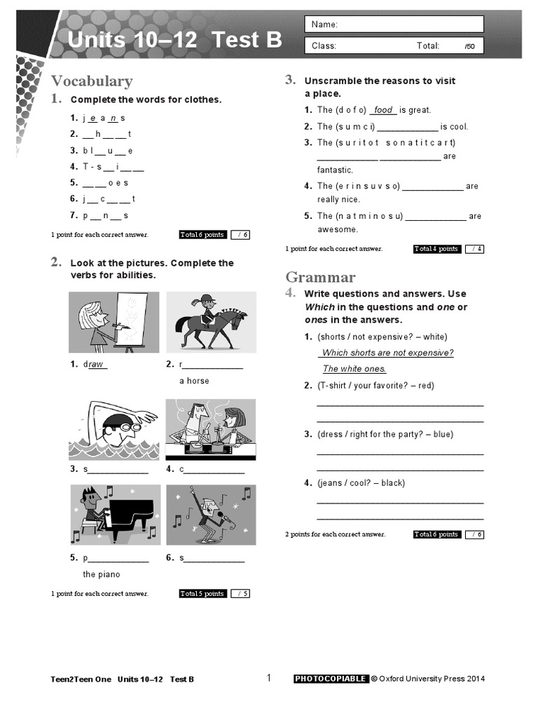 Level - One - Review 10 - 12 - TestB | PDF | Human Communication ...