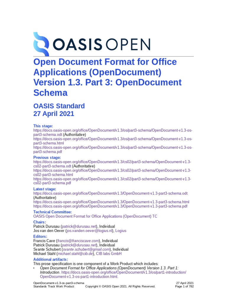 OpenDocument v1.3 Os Part3 Schema | PDF