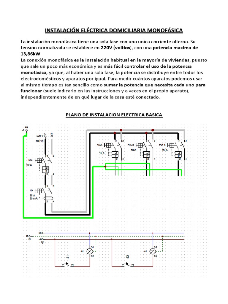 Instalación Eléctrica Domiciliaria Monofásica | PDF | Ingenieria ...