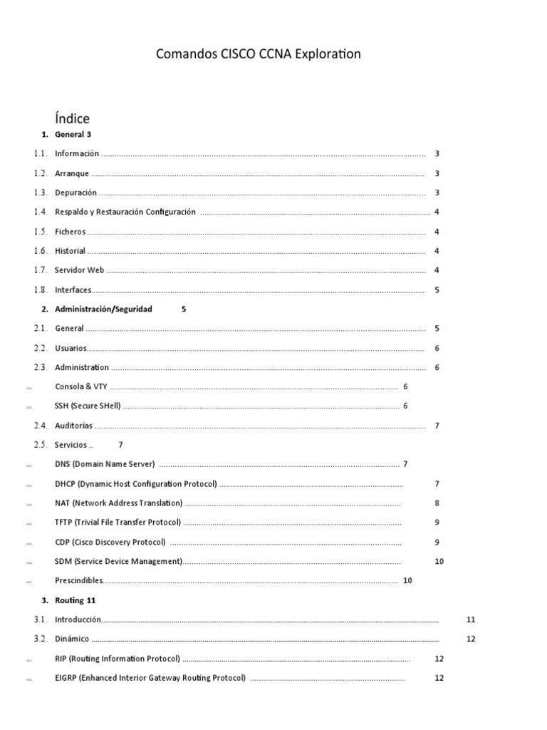 Comandos Cisco 1 | PDF | Dirección IP | Enrutador (Computación)