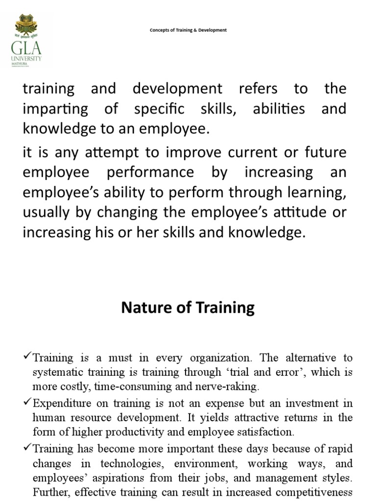 5 - Concepts of Training and Development and HRM | PDF | Employment | Psychological Concepts