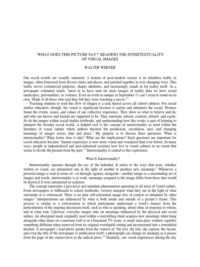 What Does This Picture Say?' Reading The Intertextuality of Visual ...