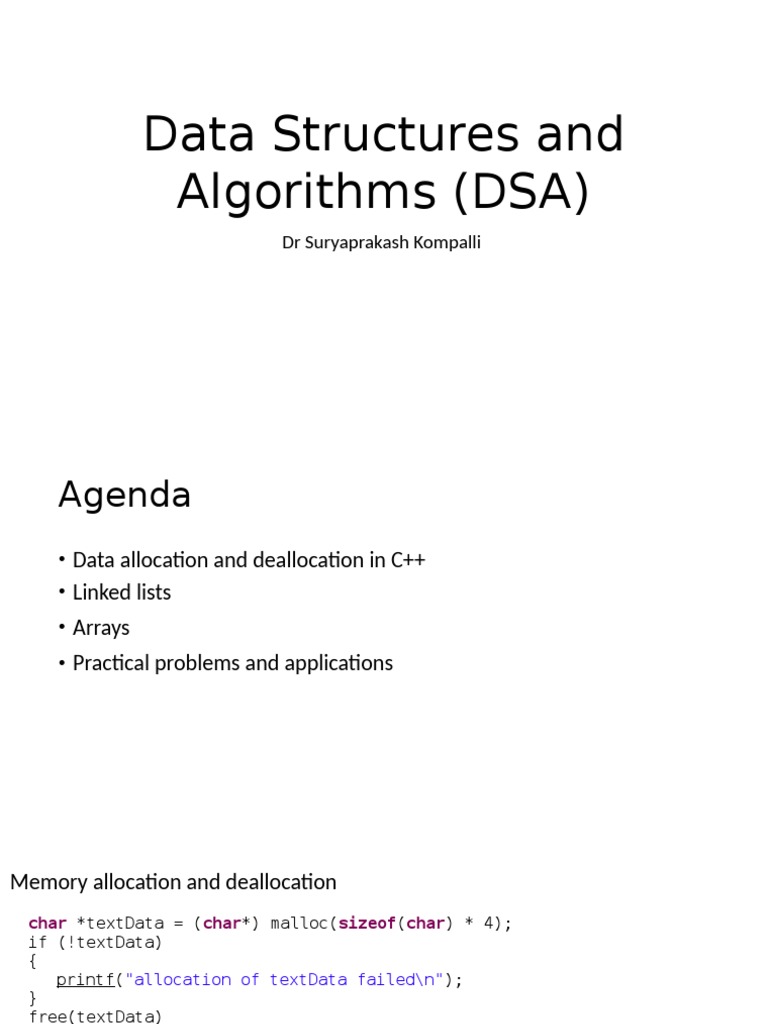 01 Linked List Arrays New Malloc | PDF | Pointer (Computer Programming ...