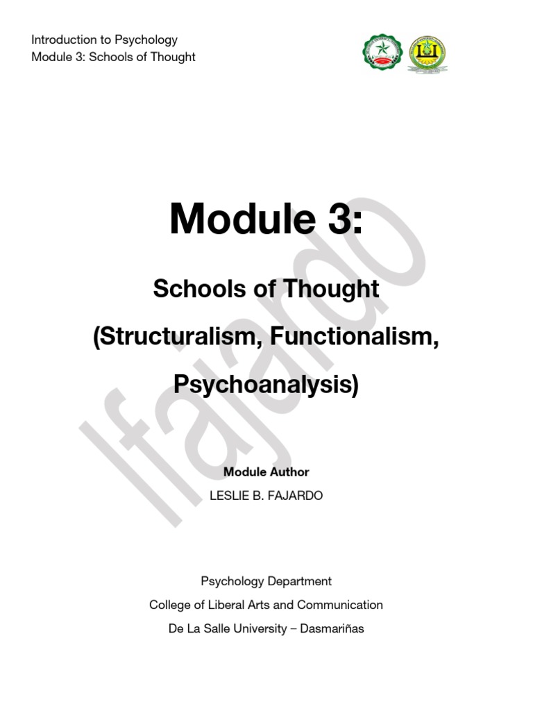 Module 3 Schools of Thought Pt1 | PDF | Id | Psychoanalysis