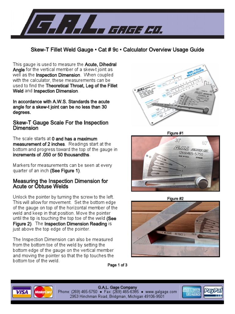 Skew-T Fillet Weld Gauge Cat 9c Usage Guide | PDF