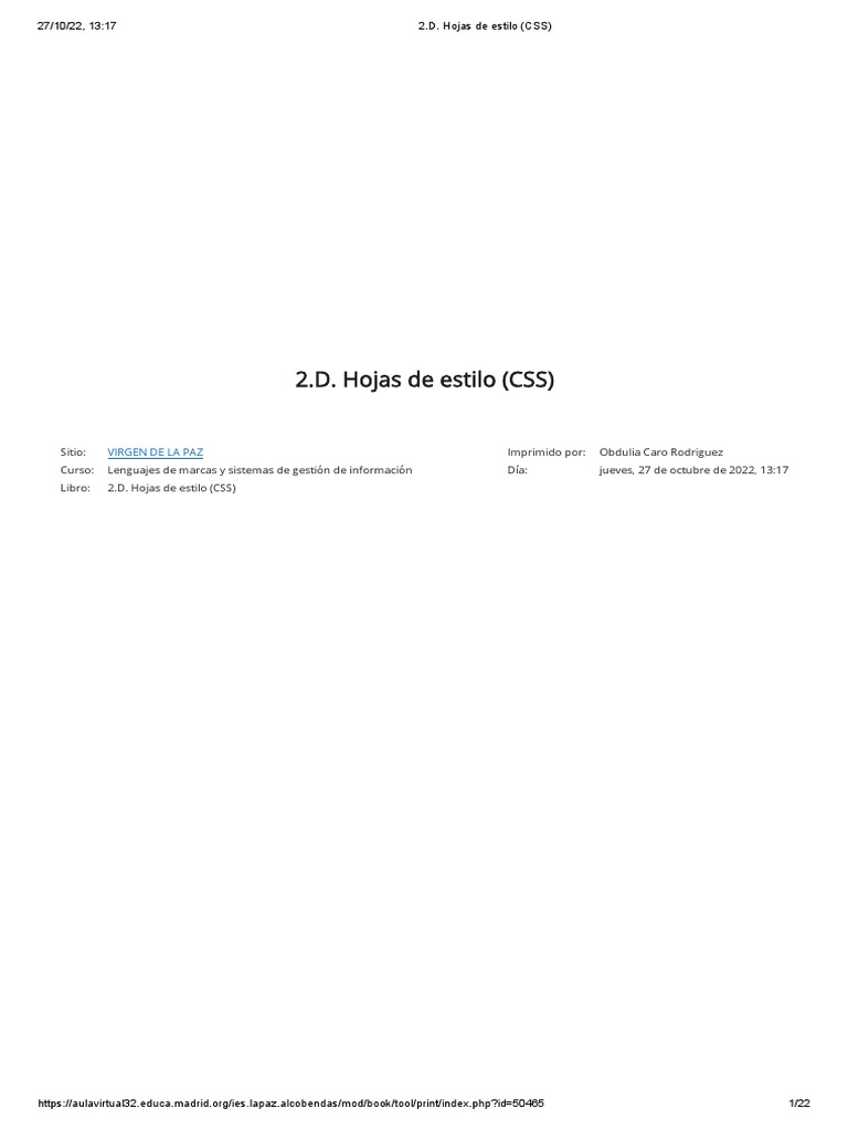 2.D. Hojas de Estilo (CSS) | PDF | HTML | Estándares web