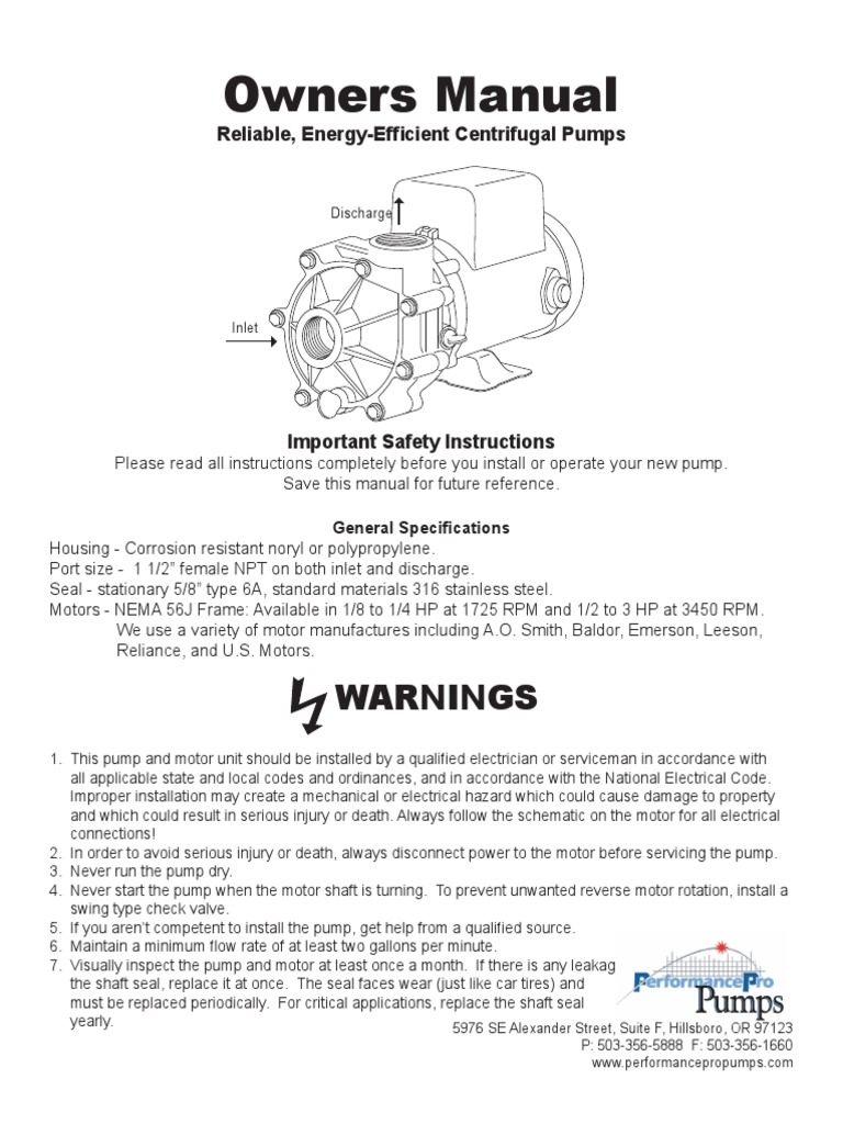 Manual - Centrifugal Pump | PDF | Assignment (Law) | Electric Motor