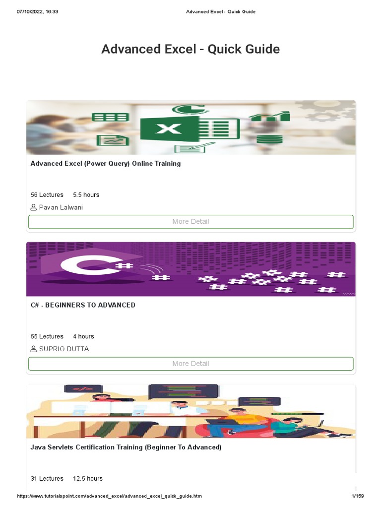 Advanced Excel - Quick Guide | PDF