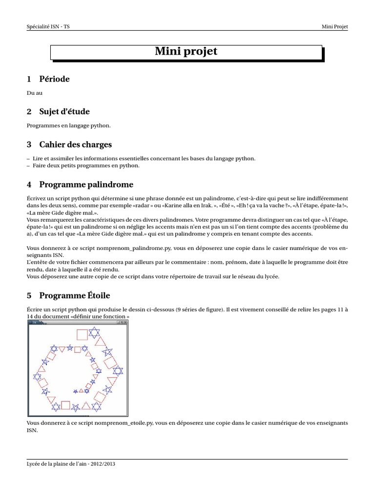 Mini Projet | PDF | Programme informatique | Programmation