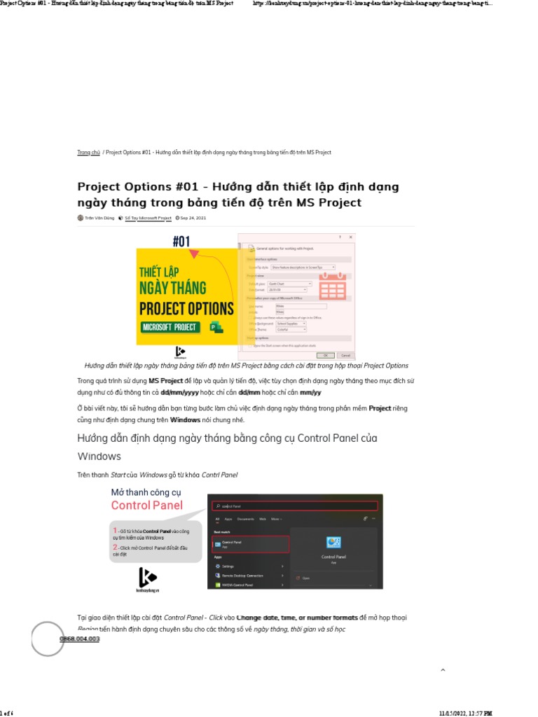 Project Options #01 - Hướng dẫn thiết lập định dạng ngày tháng trong bảng tiến độ trên MS ...