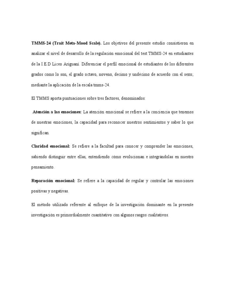 TMMS | PDF | Las emociones | Inteligencia