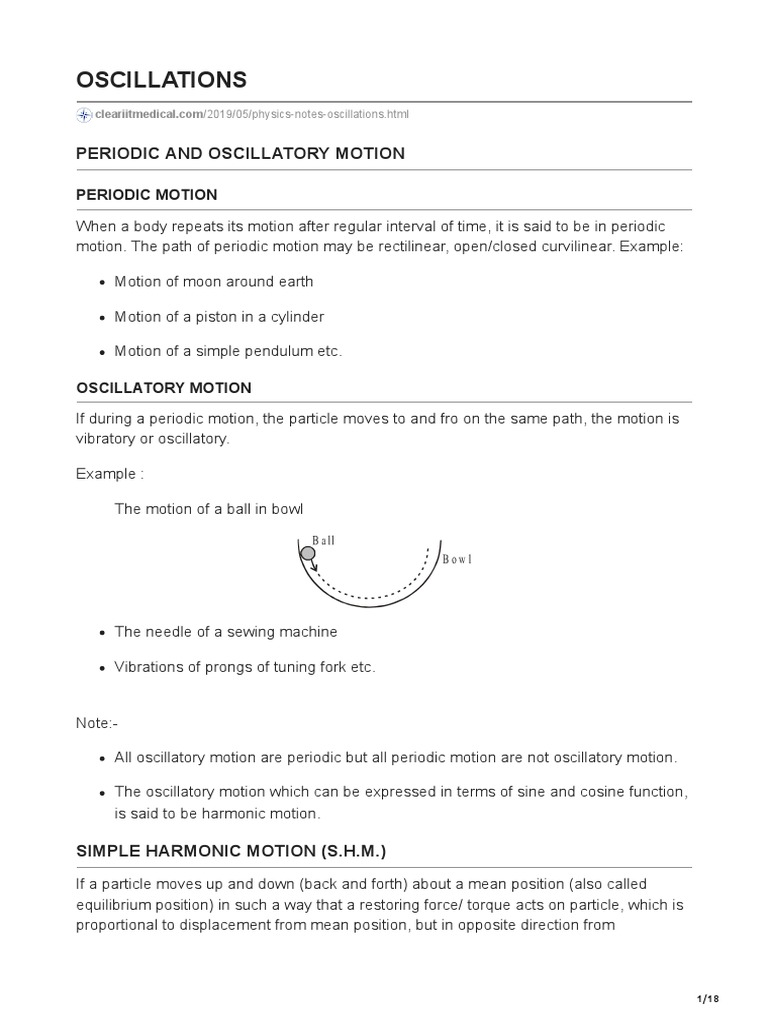 OSCILLATIONS | PDF | Oscillation | Damping