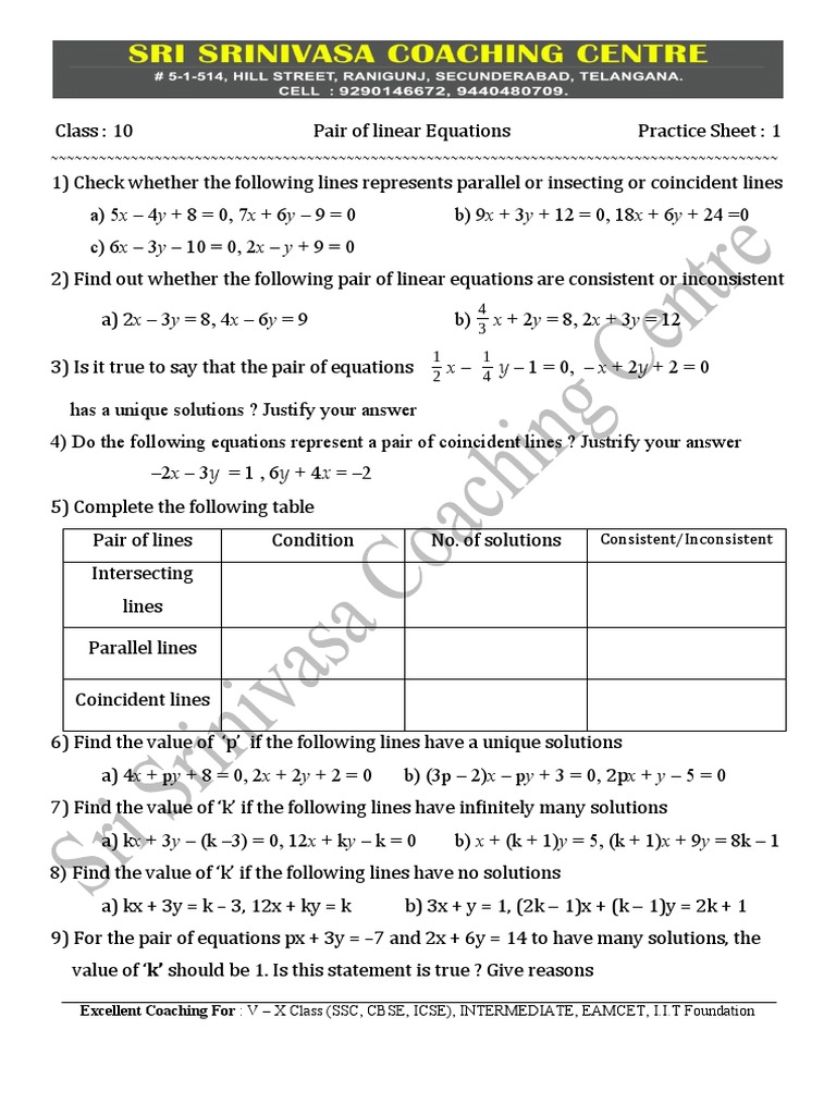Linear Equations | PDF | System Of Linear Equations | Equations