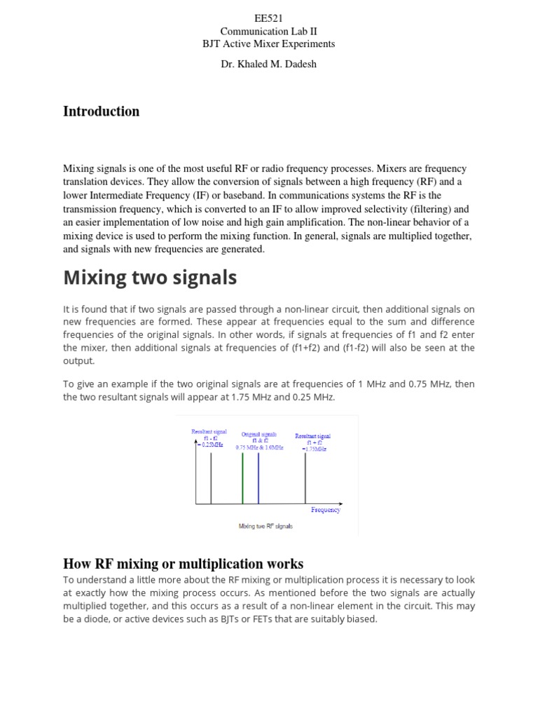 Mixer sheet | PDF | Bipolar Junction Transistor | Transistor