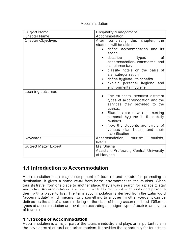 Accommodation | PDF | Hotel | Tourism