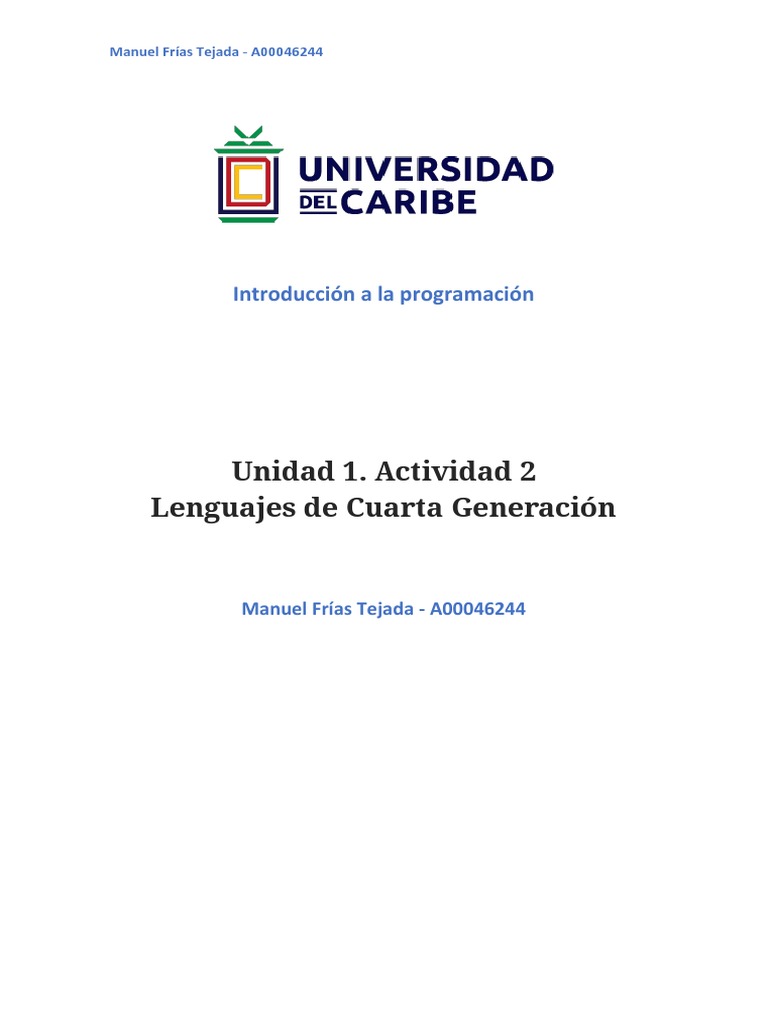 Unidad 1.act 2 Lenguajes Manuel Frias | PDF | Lenguaje de programación | Ruby (lenguaje de ...
