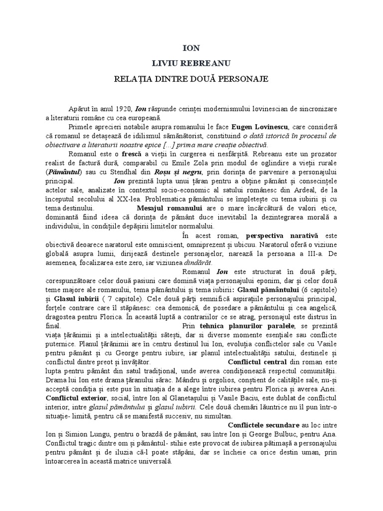 Ion - Relatia Dintre Doua Personaje | PDF