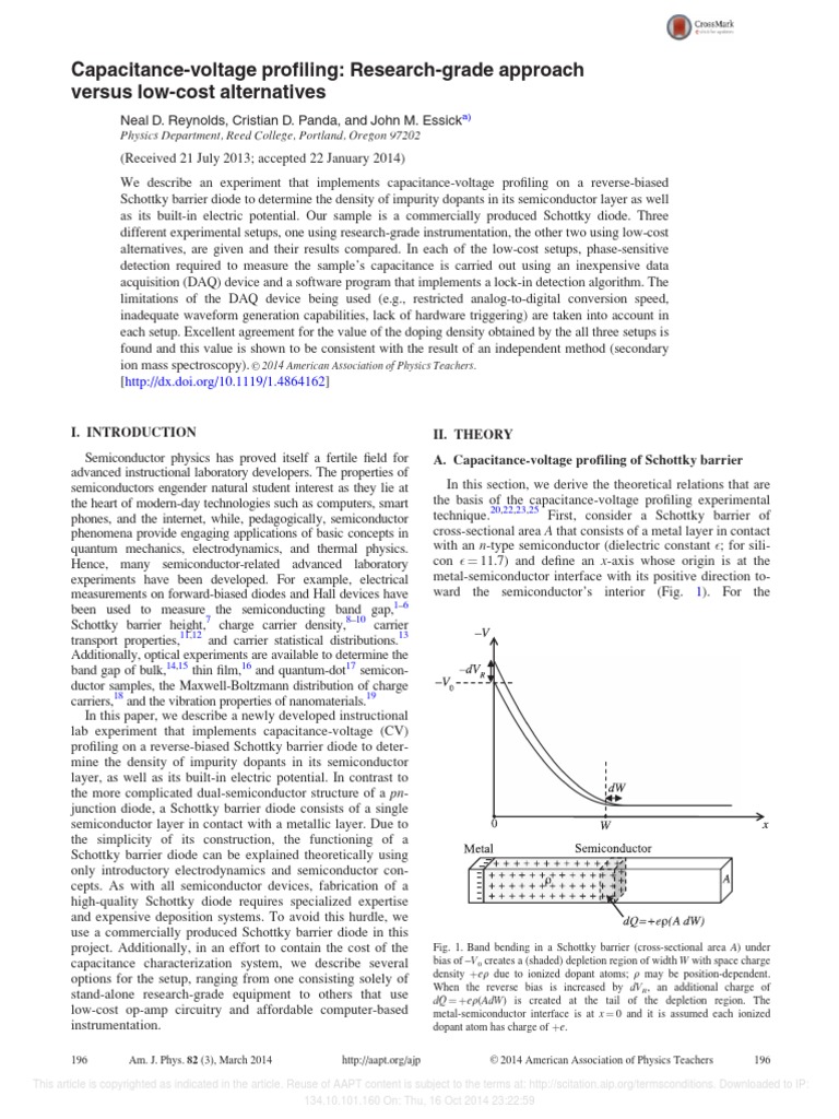 Capacitance Voltage Measurements | PDF | P–N Junction | Diode