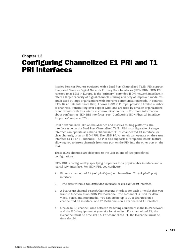 Configuring Channelized E1/T1 PRI Interfaces | PDF | Network Protocols ...
