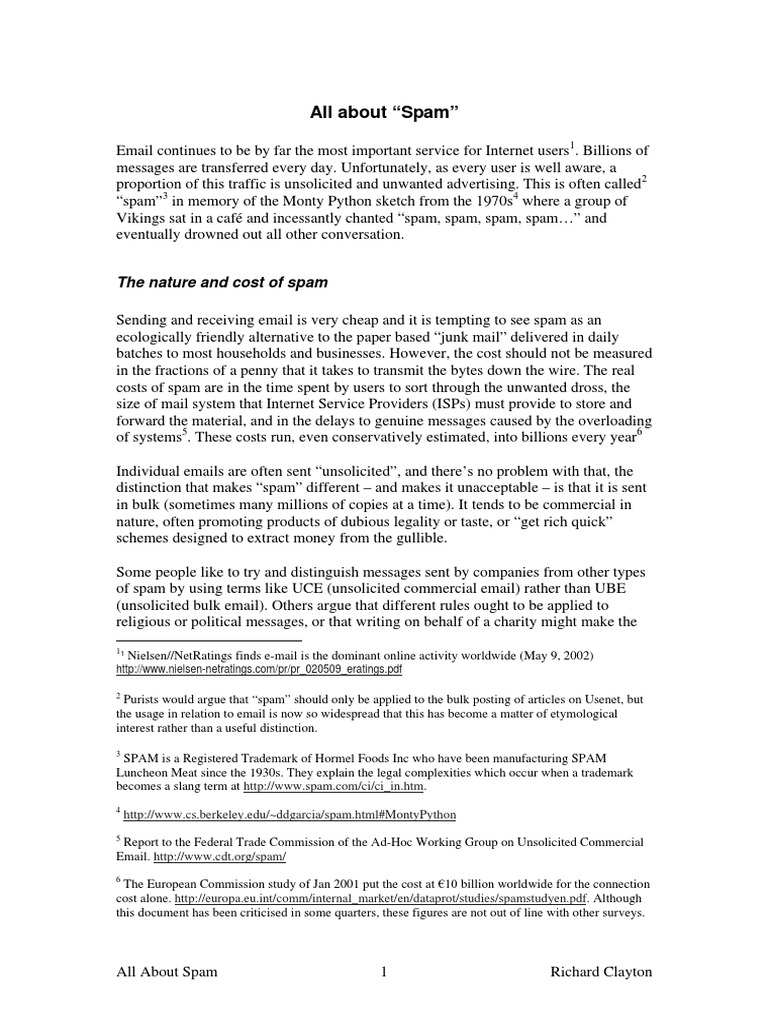 All About Spam | Download Free PDF | Email Spam | Spamming All About Spam | Download Free PDF | Email Spam | Spamming