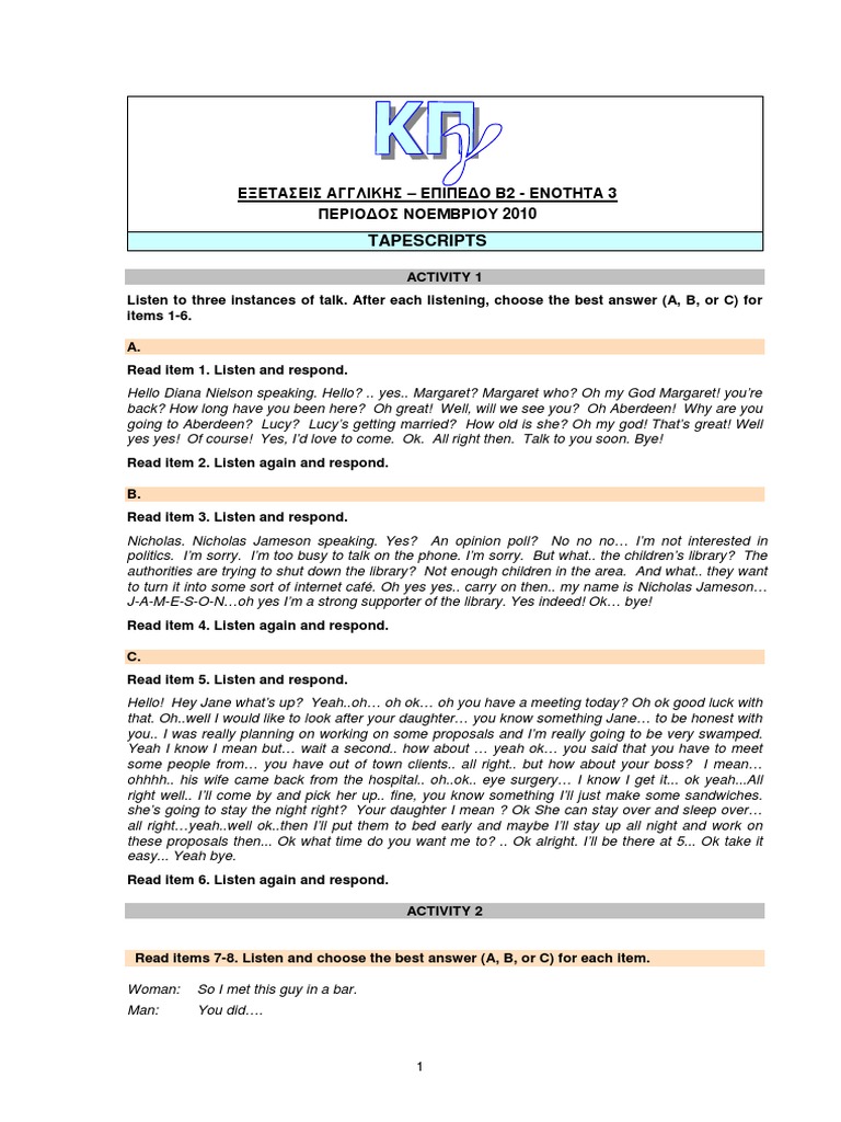 B2 M3 Tapescript | PDF | Language Arts & Discipline