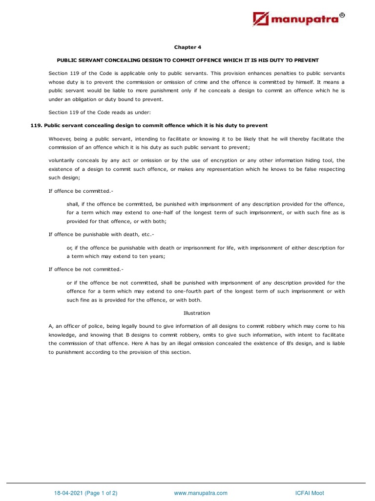 Indian Penal Code Chapter 4 Public Servant Concechapter4COM780579 | PDF | Crimes | Crime & Violence