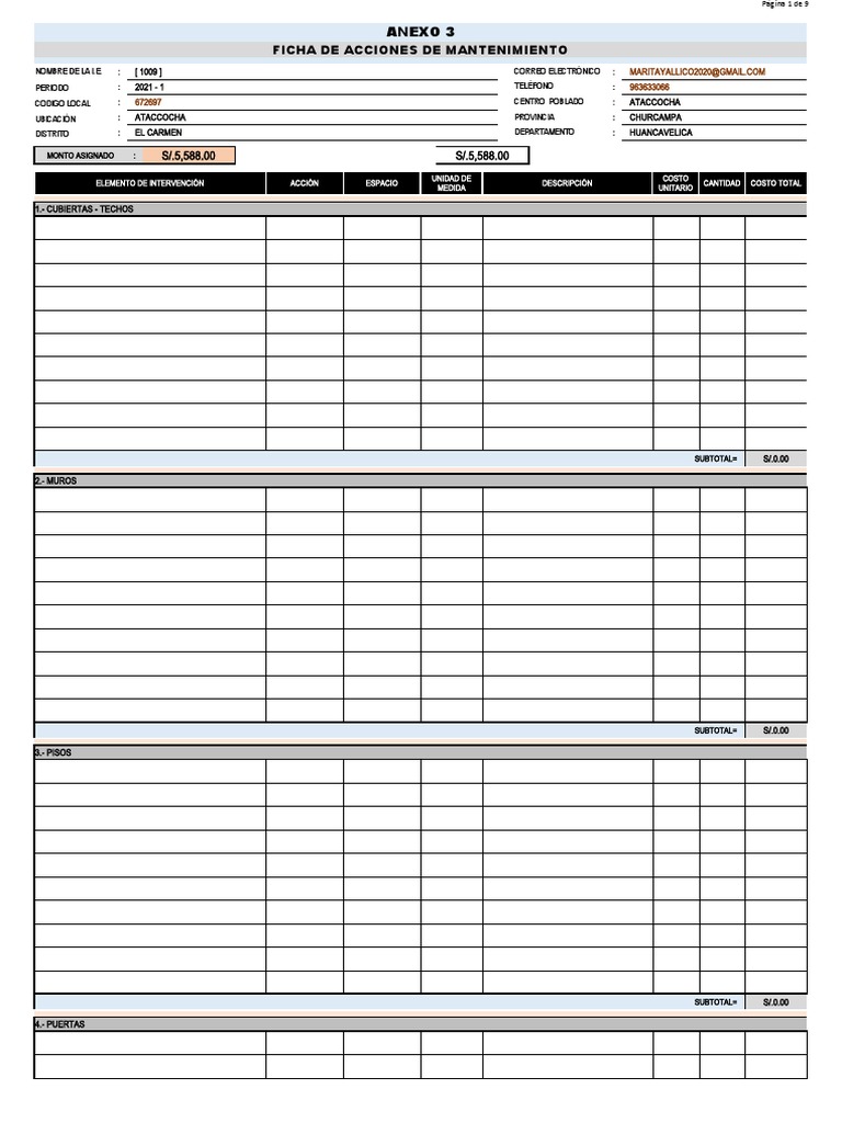 Mantenimiento Escolar en Churcampa | PDF