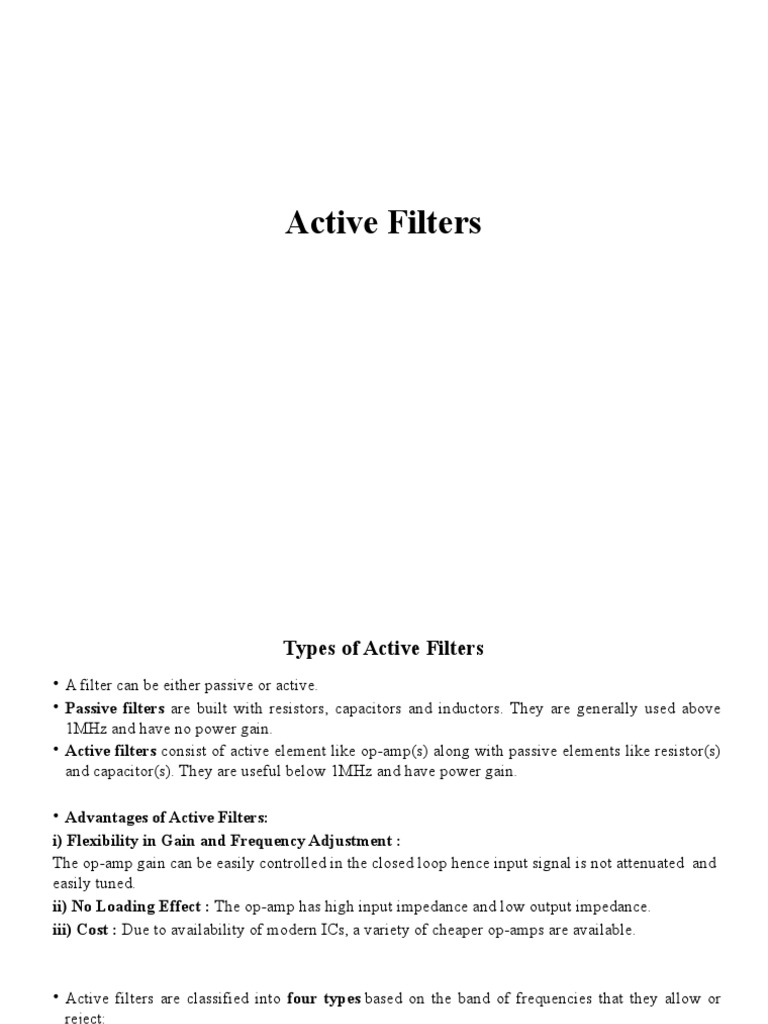 Active Filters Pdf Electronic Filter Operational Amplifier