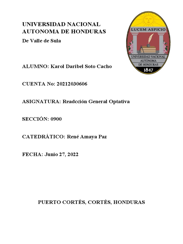 U2 - T1a1 Redaccion General UNAH | PDF