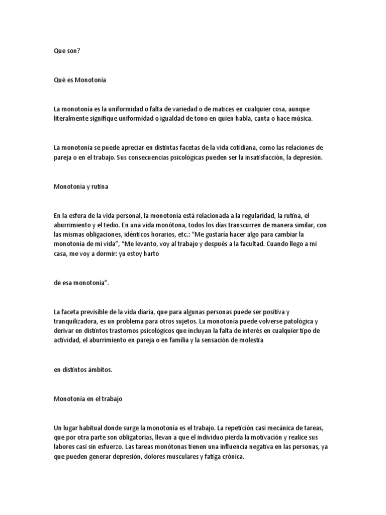 Concepto y efectos de la monotonía | PDF