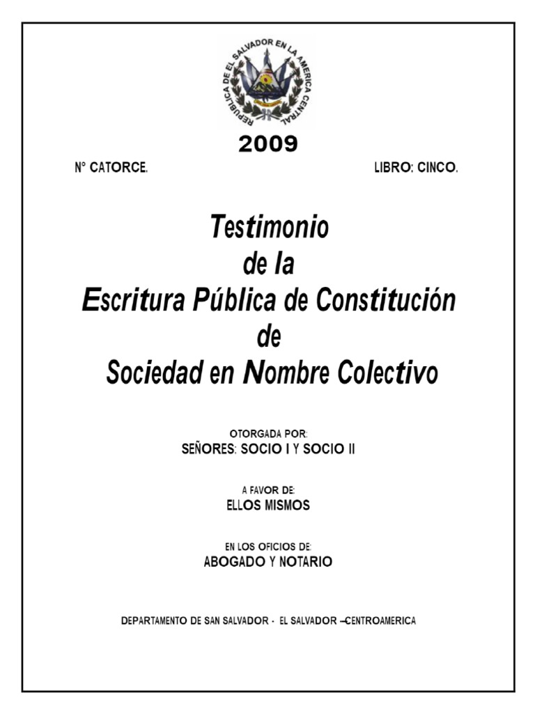 Testimonio de La Escritura Pública de Constitución de Sociedad en ... Testimonio de La Escritura Pública de Constitución de Sociedad en ...