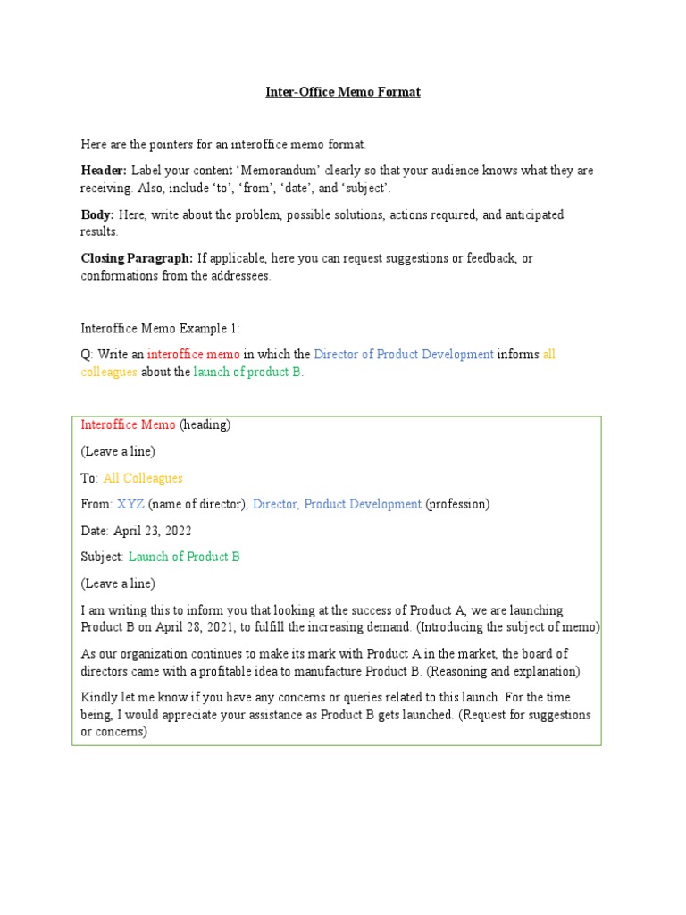 Inter Office Memo Format | PDF | Career & Growth | Art