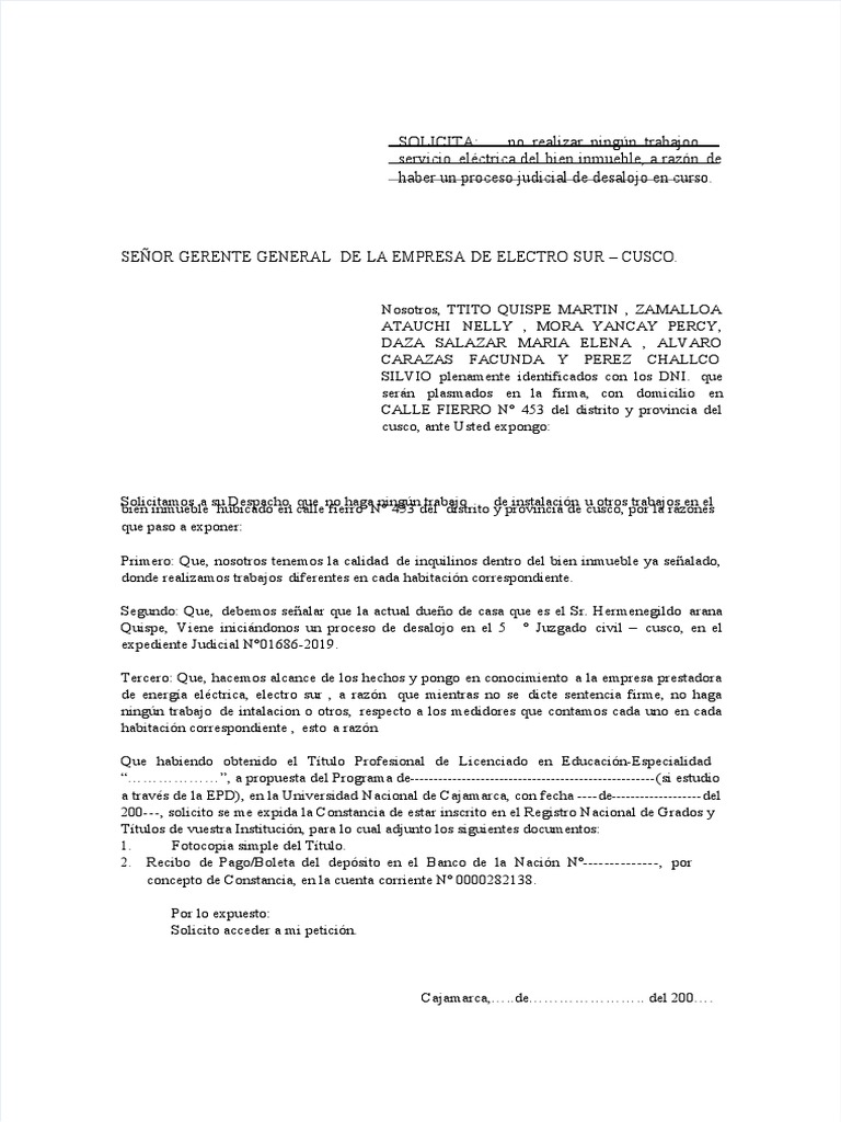 PDF Solicitud para Electro Sur | PDF