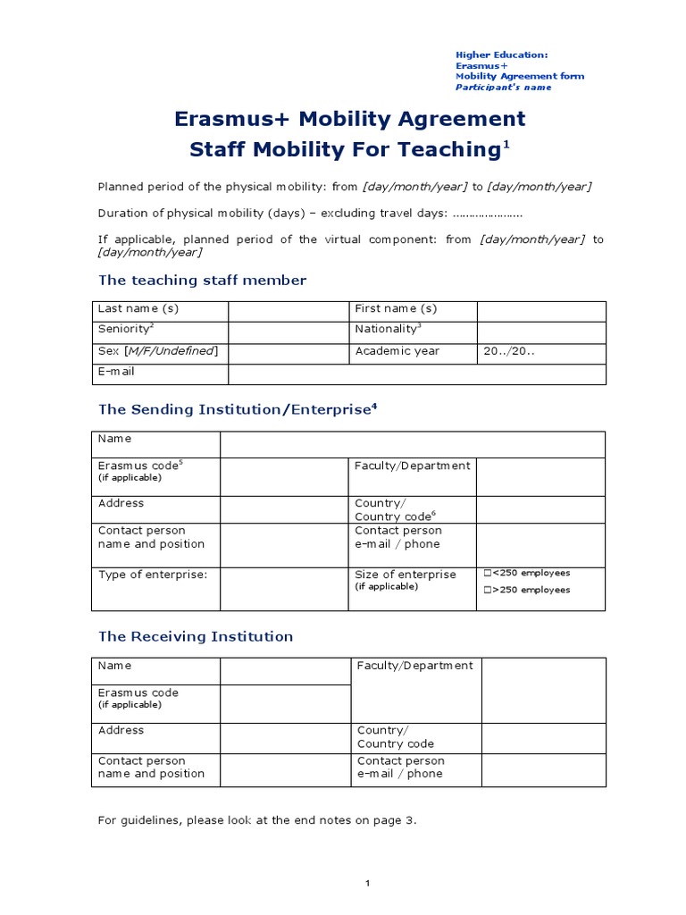 Mobility Agreement Teaching Ka171 22 - en | PDF
