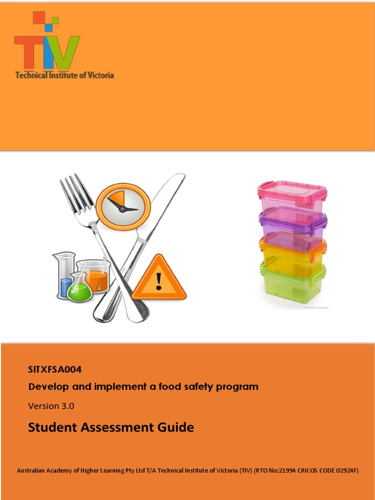 2.1 SITXFSA004 Develop and Implement Food Safety Program Student Ass ...