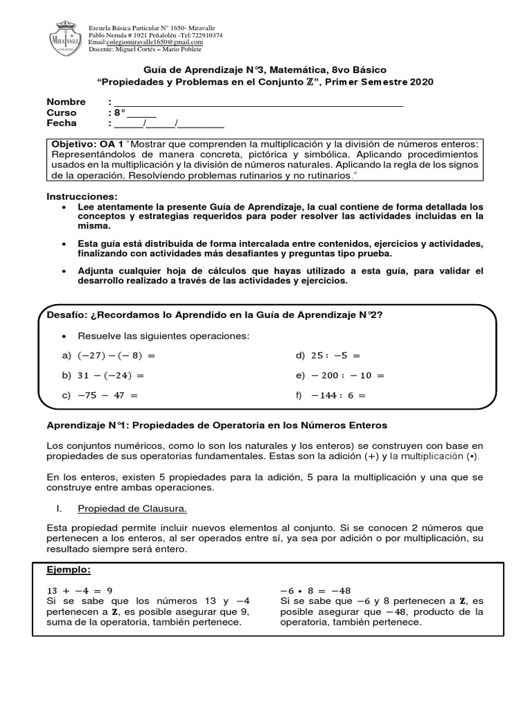 Propiedades y operaciones con números enteros: Una guía para comprender ...