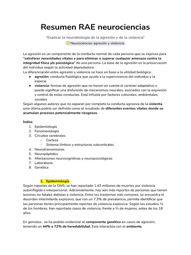 Resumen RAE Neurociencias | PDF