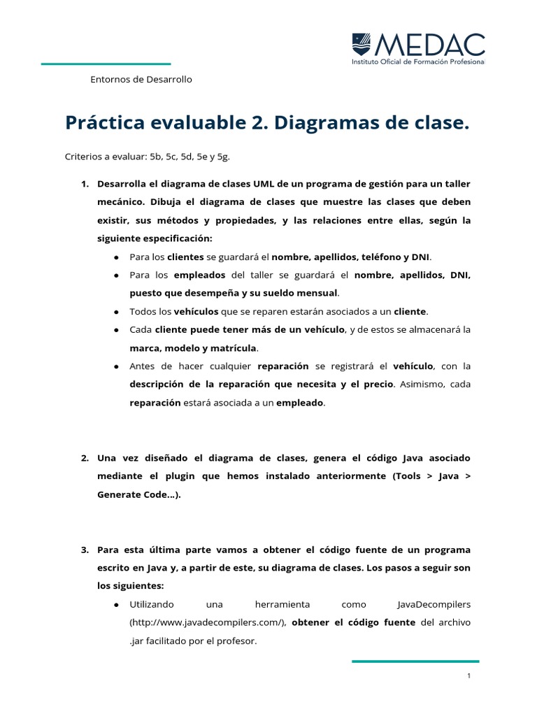 Práctica Diagramas de Clase | PDF | Java (lenguaje de programación) | Archivo de computadora