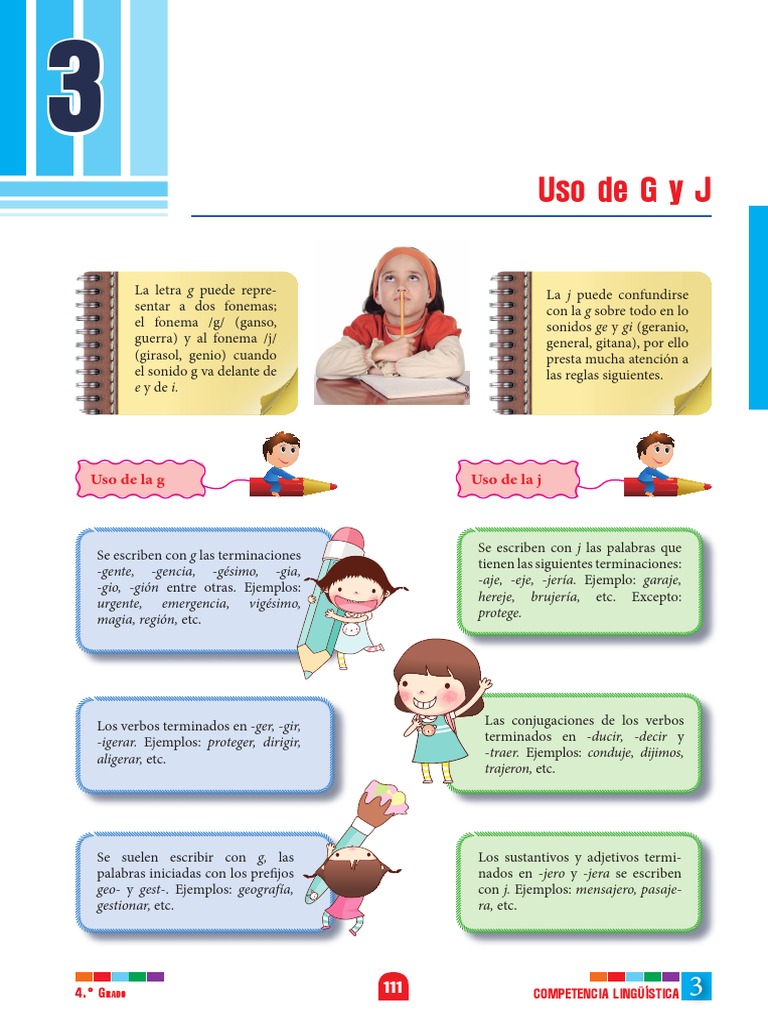Uso de G y J en 4° Grado | PDF